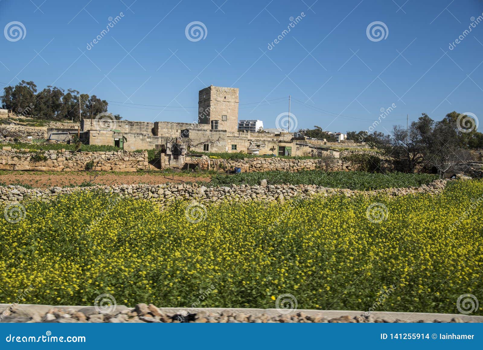 Rural Building and Fields Malta Stock Photo - Image of 1500s, landmarks ...