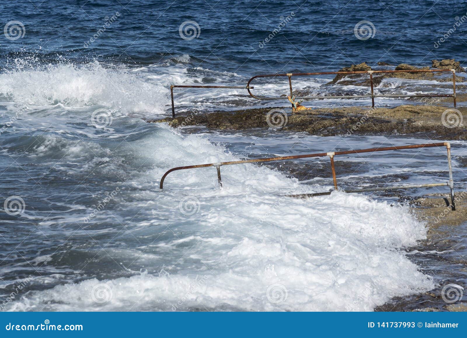 Rough Sea in St Paul`s Bay, Bugibba, Malta Stock Image - Image of zone ...
