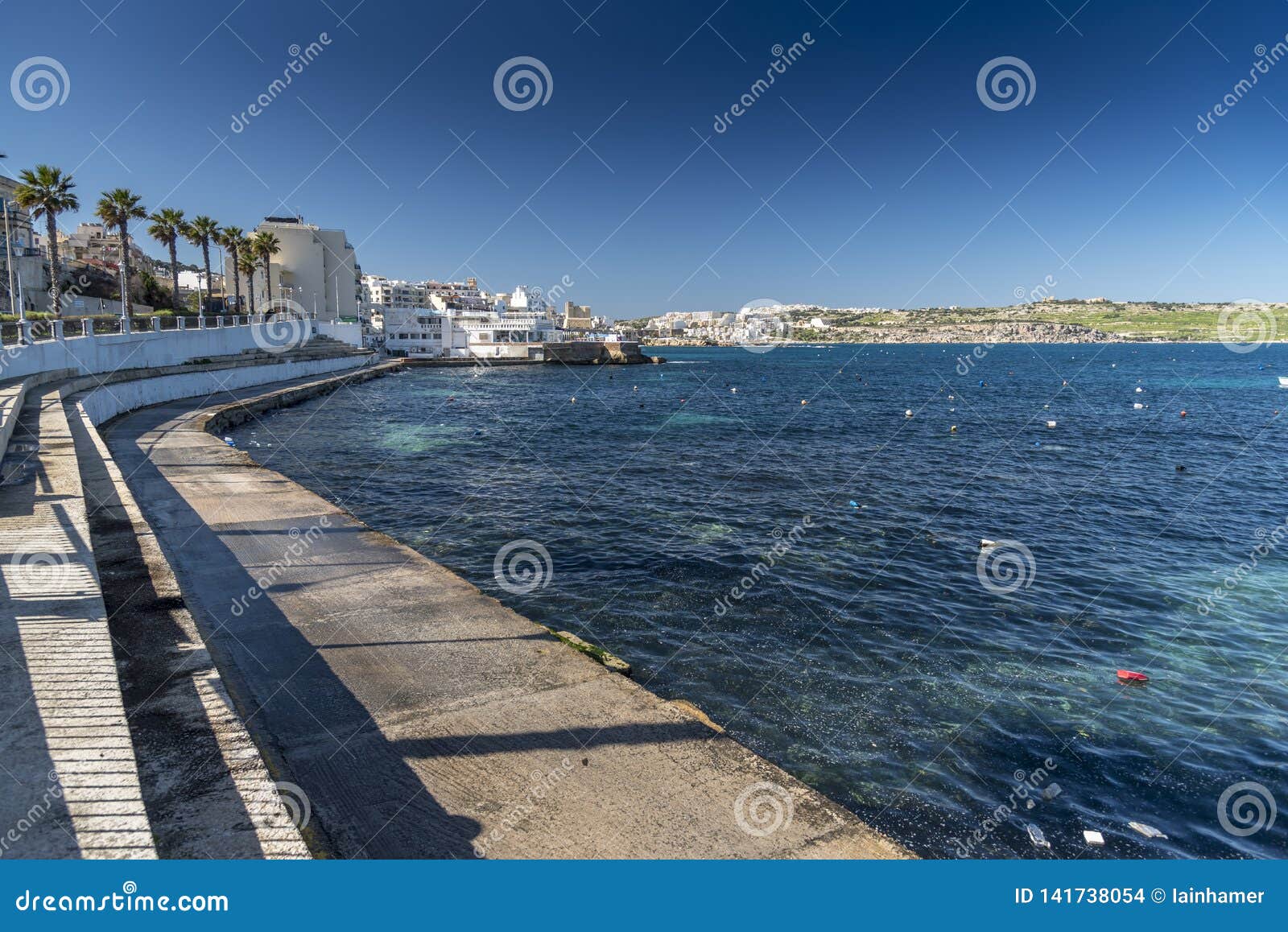 Inner Harbour Wall in Xemxija Bay, Bugibba Editorial Stock Image ...