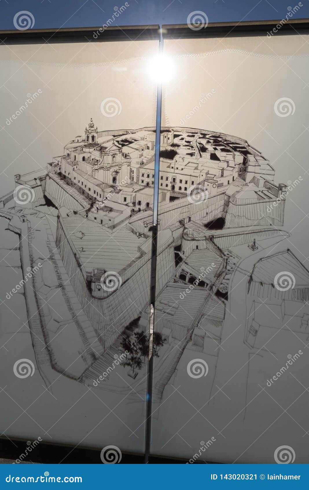Etched Glass Map of the Citadel of Victoria Gozo Malta Stock Image ...