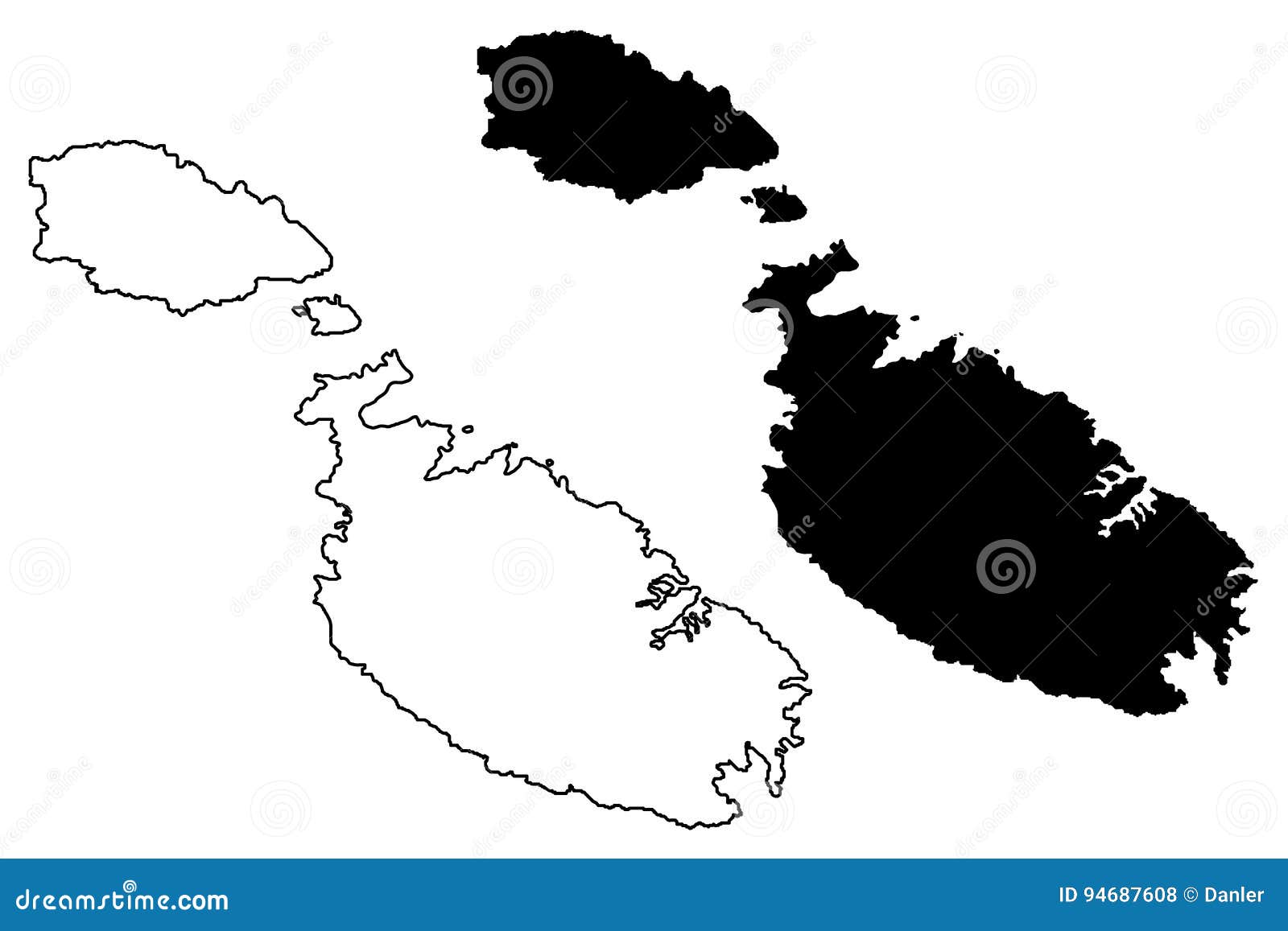 Malta island map vector, stock vector. Illustration of atlas - 94687608