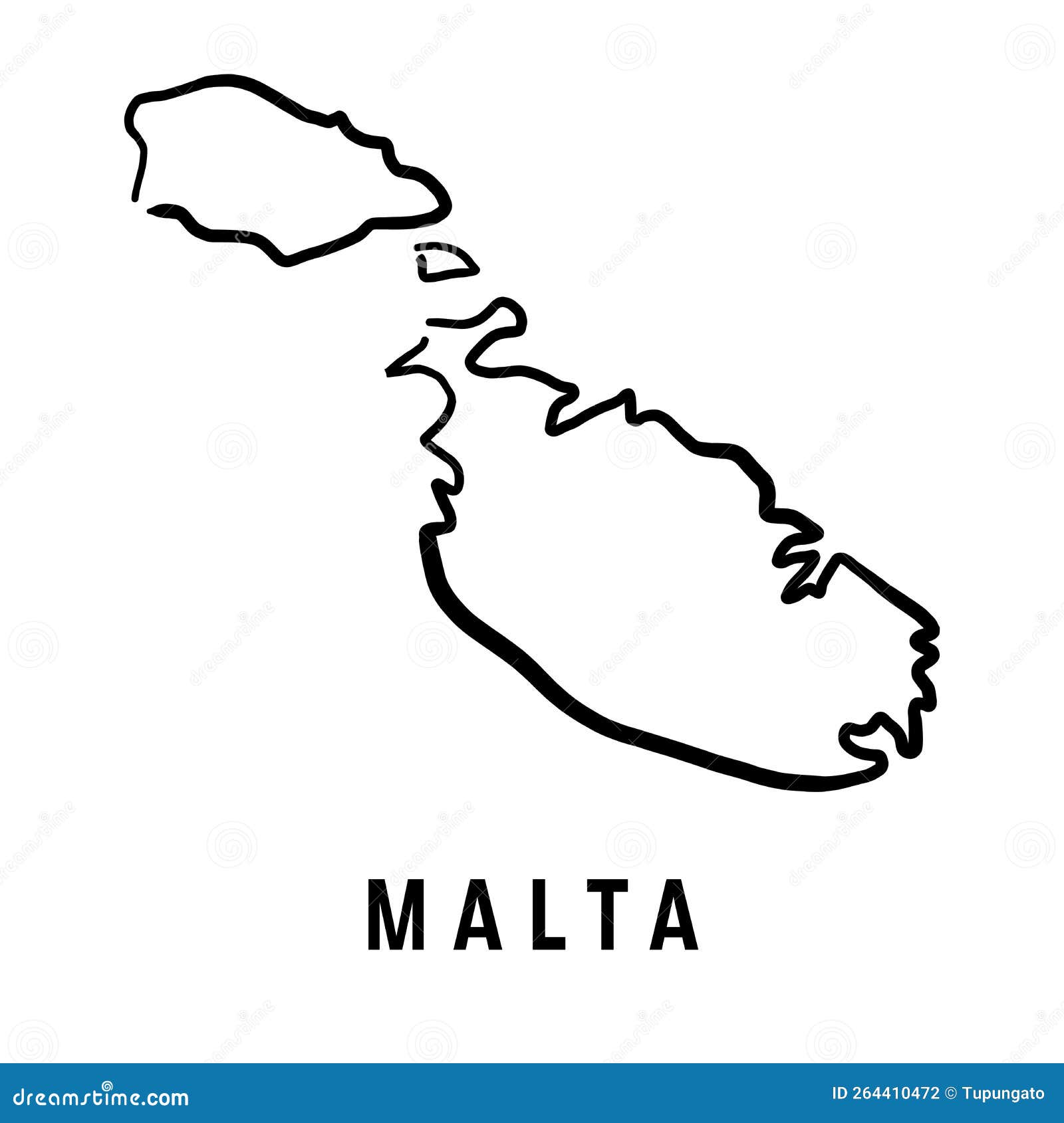 Malta Island Simple Outline Vector Map Stock Vector - Illustration of ...