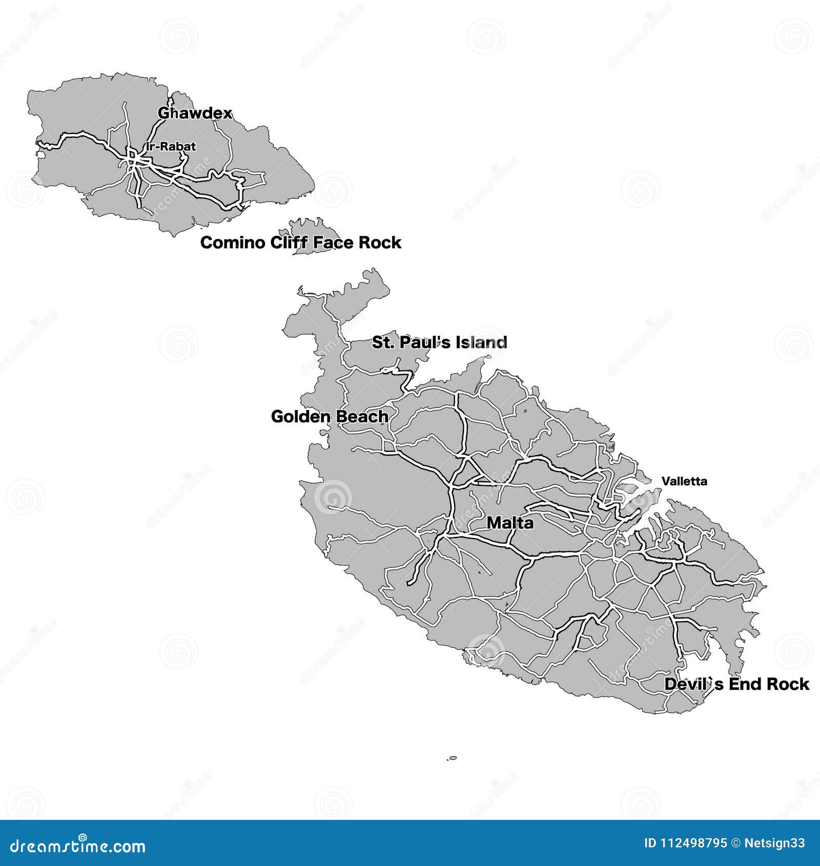 Malta Island Vector Map stock vector. Illustration of seal - 112498795
