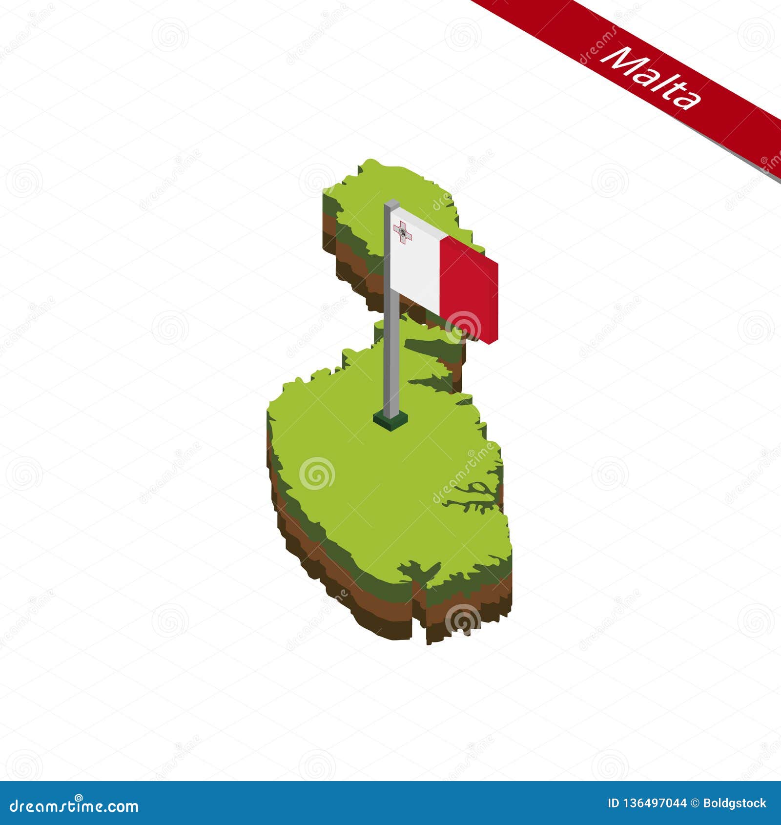 Malta Isometric Map and Flag. Vector Illustration Stock Vector ...
