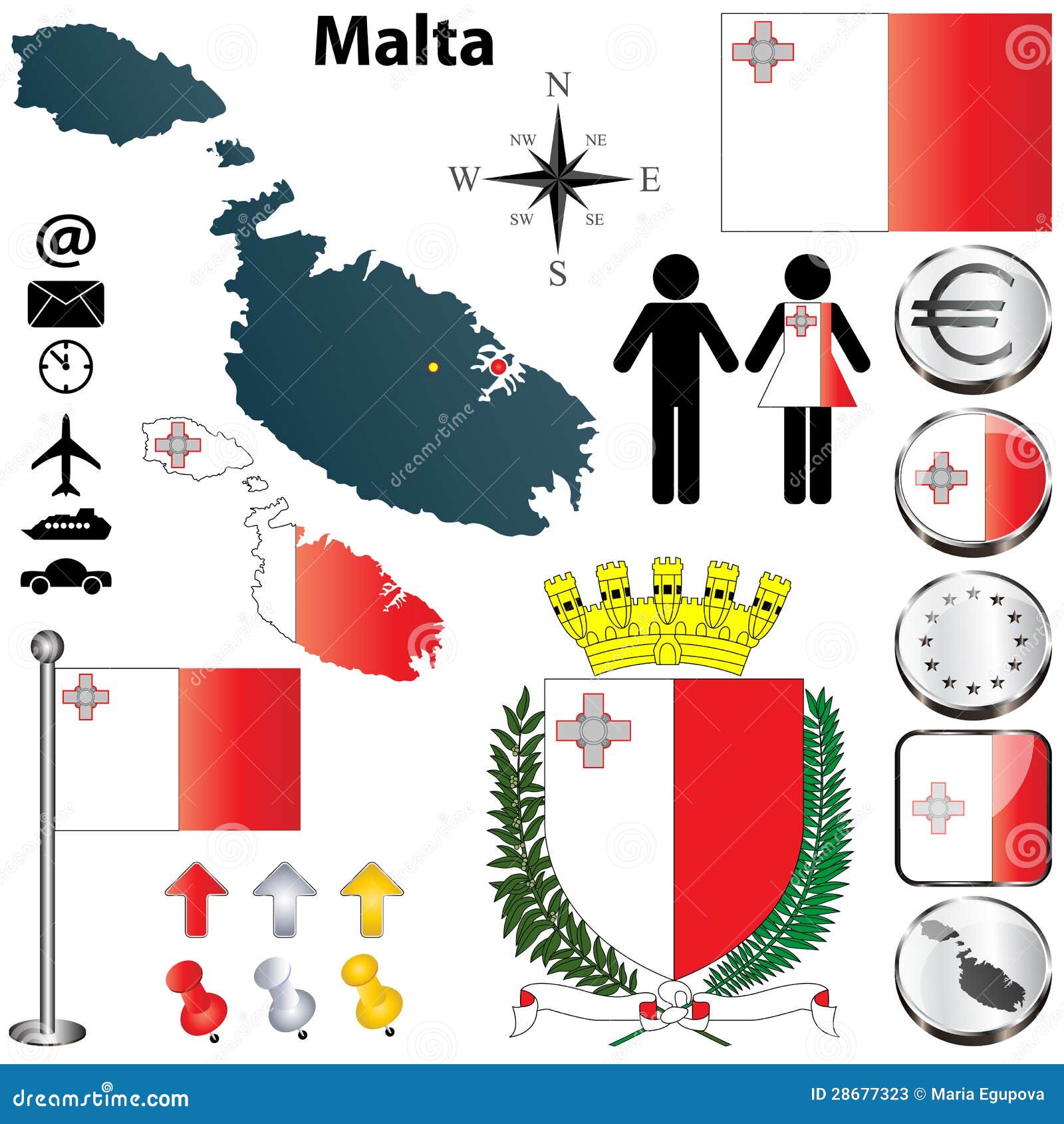 Malta map stock vector. Illustration of country, detailed - 28677323
