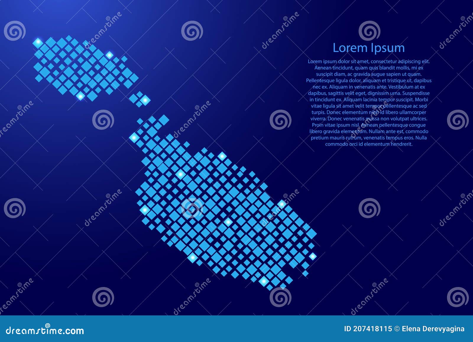 Malta Map From Blue Pattern Rhombuses Of Different Sizes And Glowing ...