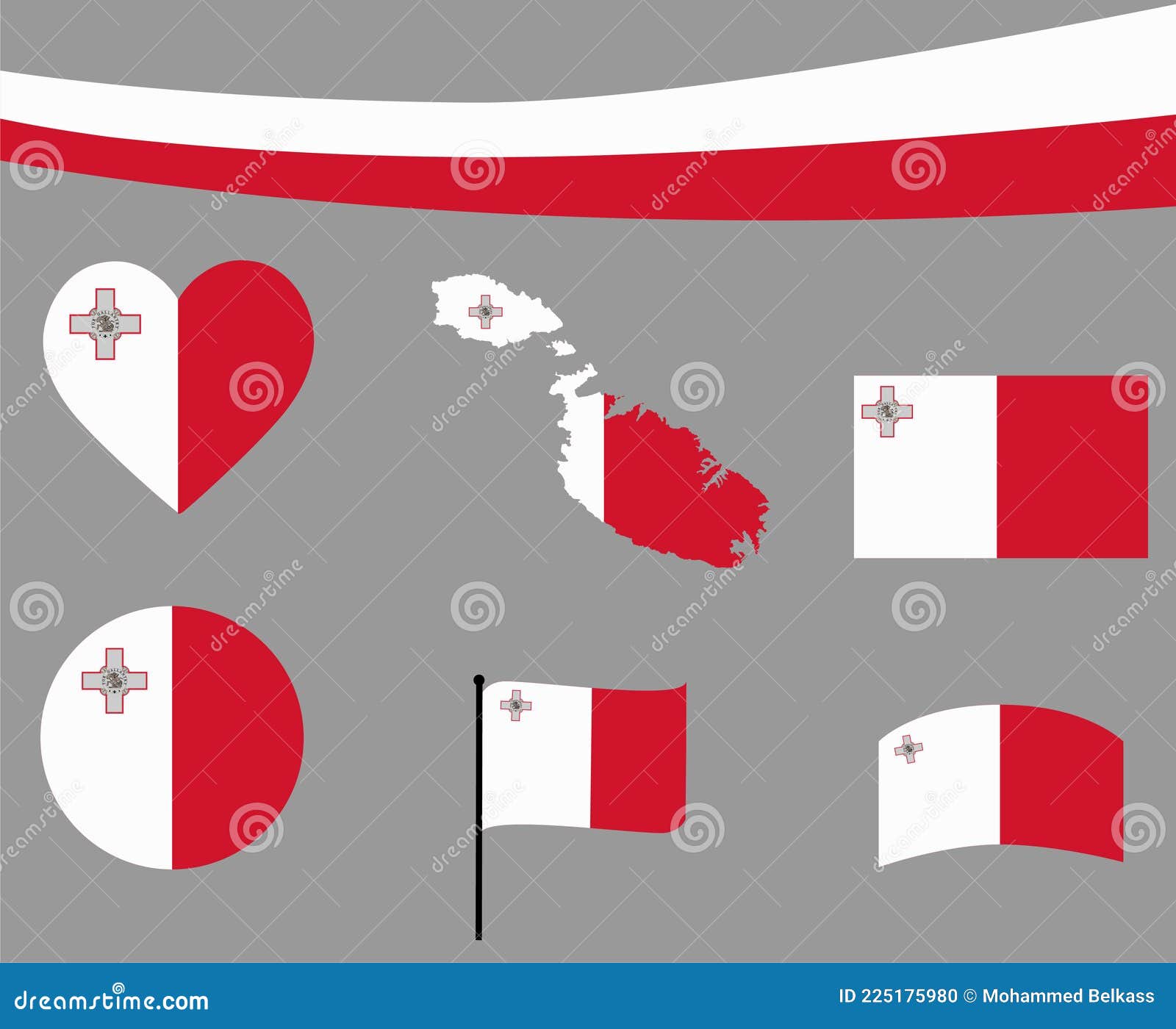 Malta Flag Map Ribbon and Heart Icons Vector Stock Vector ...