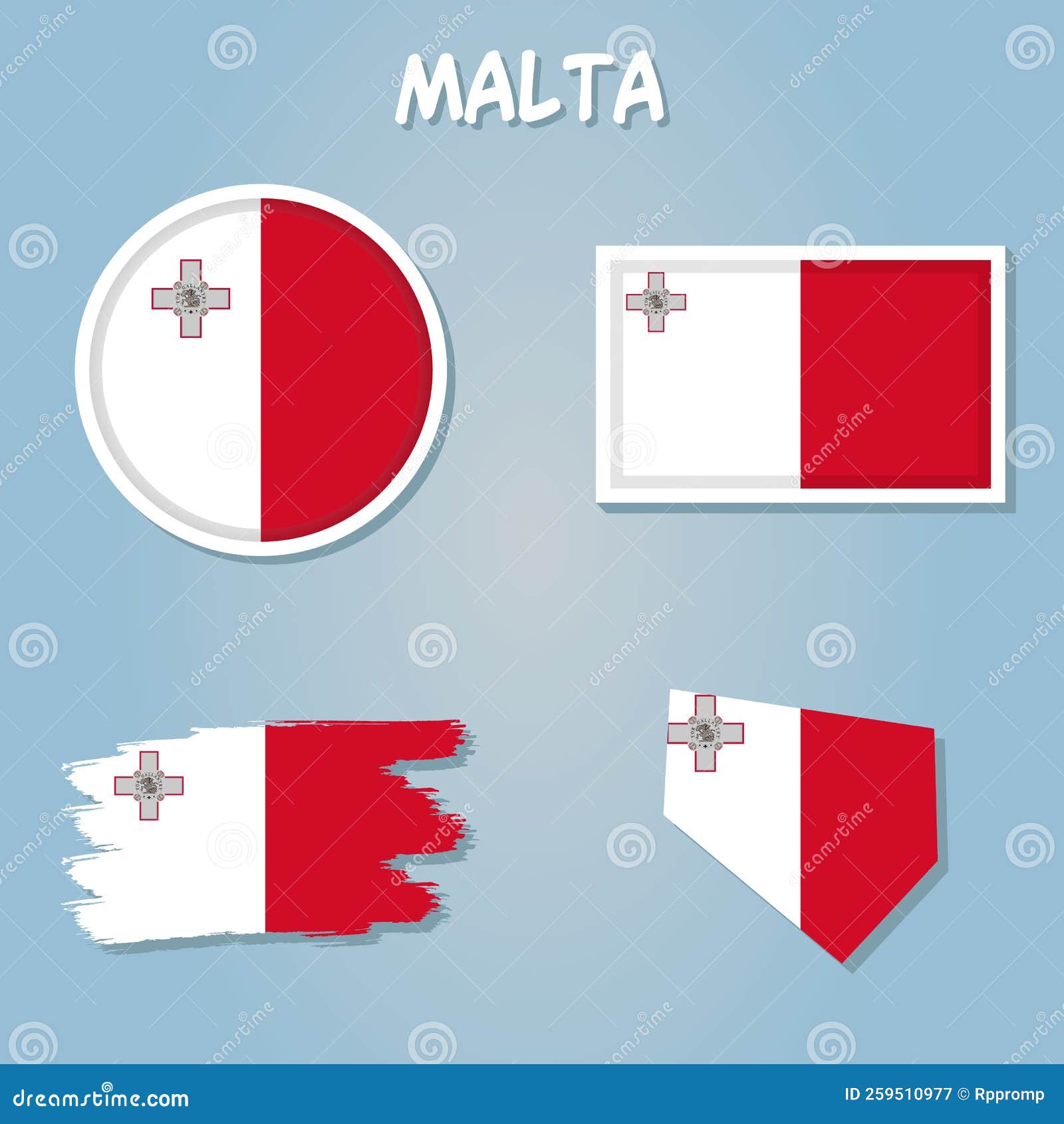 Malta Map Flag. Map of the Republic of Malta with the Maltese National ...