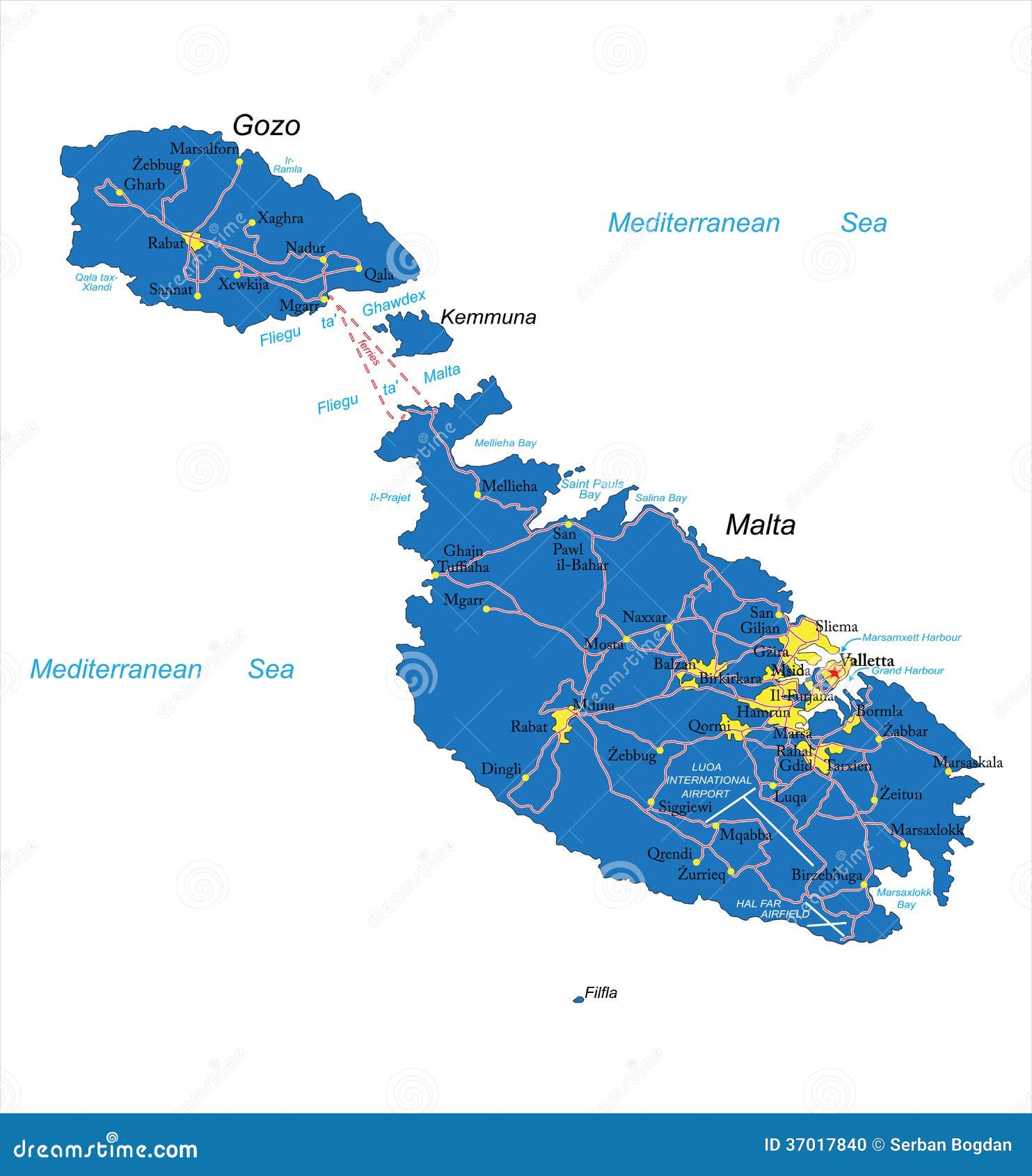 Malta map stock vector. Illustration of europe, vector - 37017840