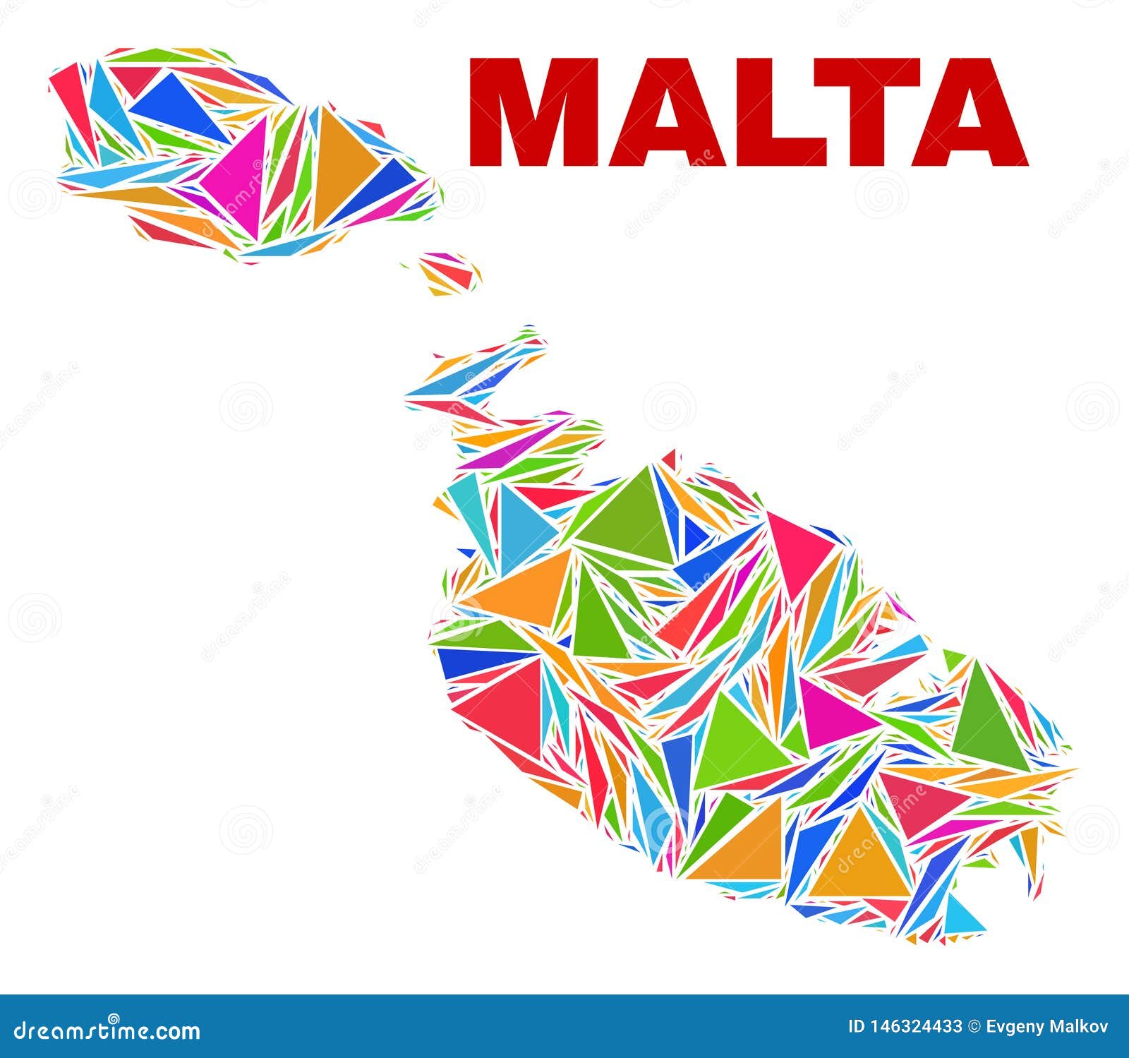Malta Map - Mosaic of Color Triangles Stock Vector - Illustration of ...