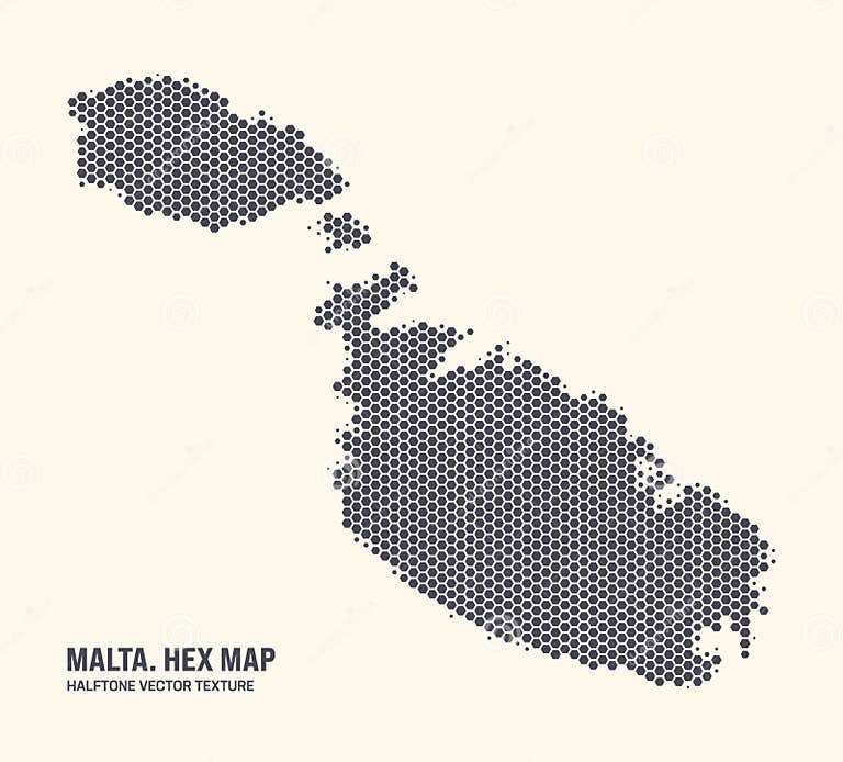 Malta Map Vector Hexagonal Half Tone Pattern Isolated on Light ...