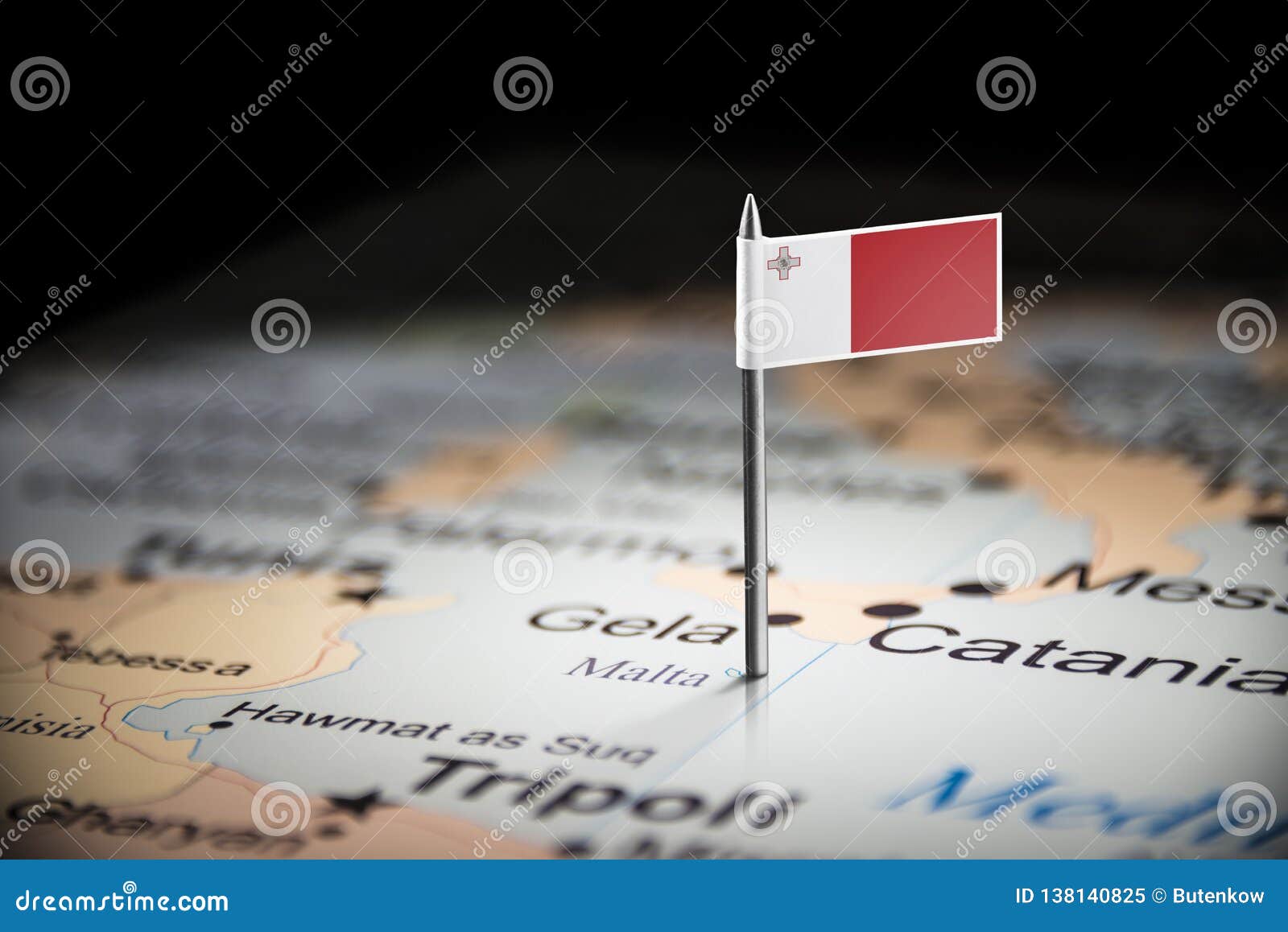 Malta Marked with a Flag on the Map Stock Image - Image of globe ...