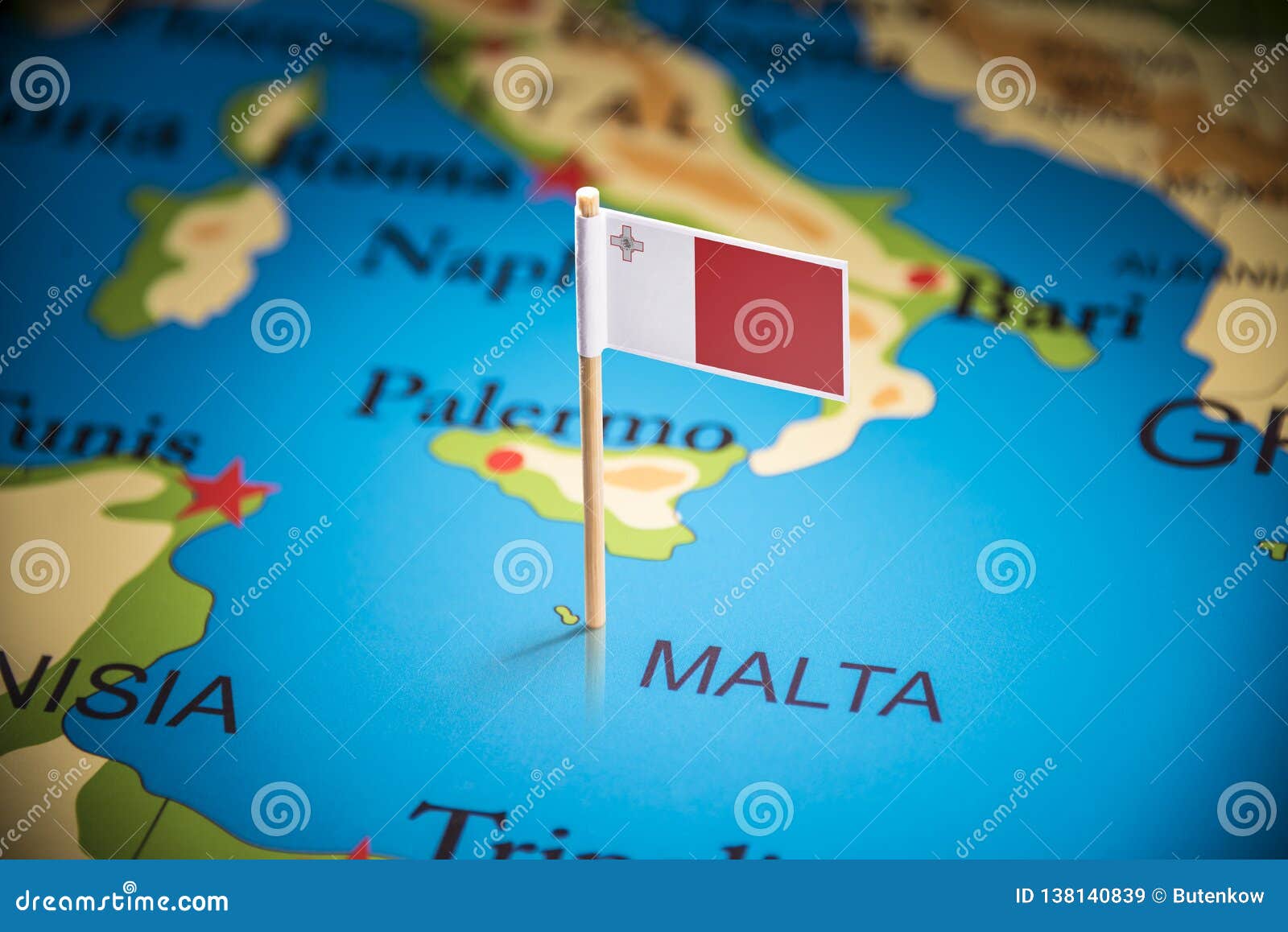 Malta Marked with a Flag on the Map Stock Image - Image of autonomy ...