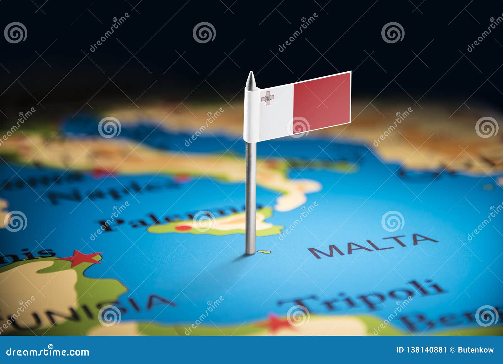 Malta Marked with a Flag on the Map Stock Image - Image of country ...