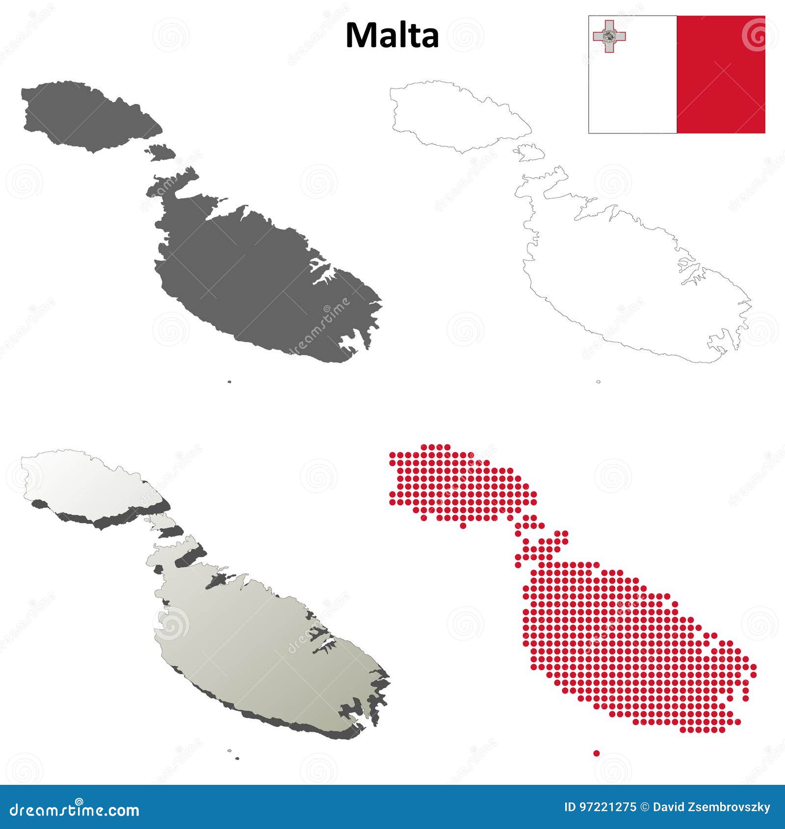 Malta outline map set stock vector. Illustration of country - 97221275