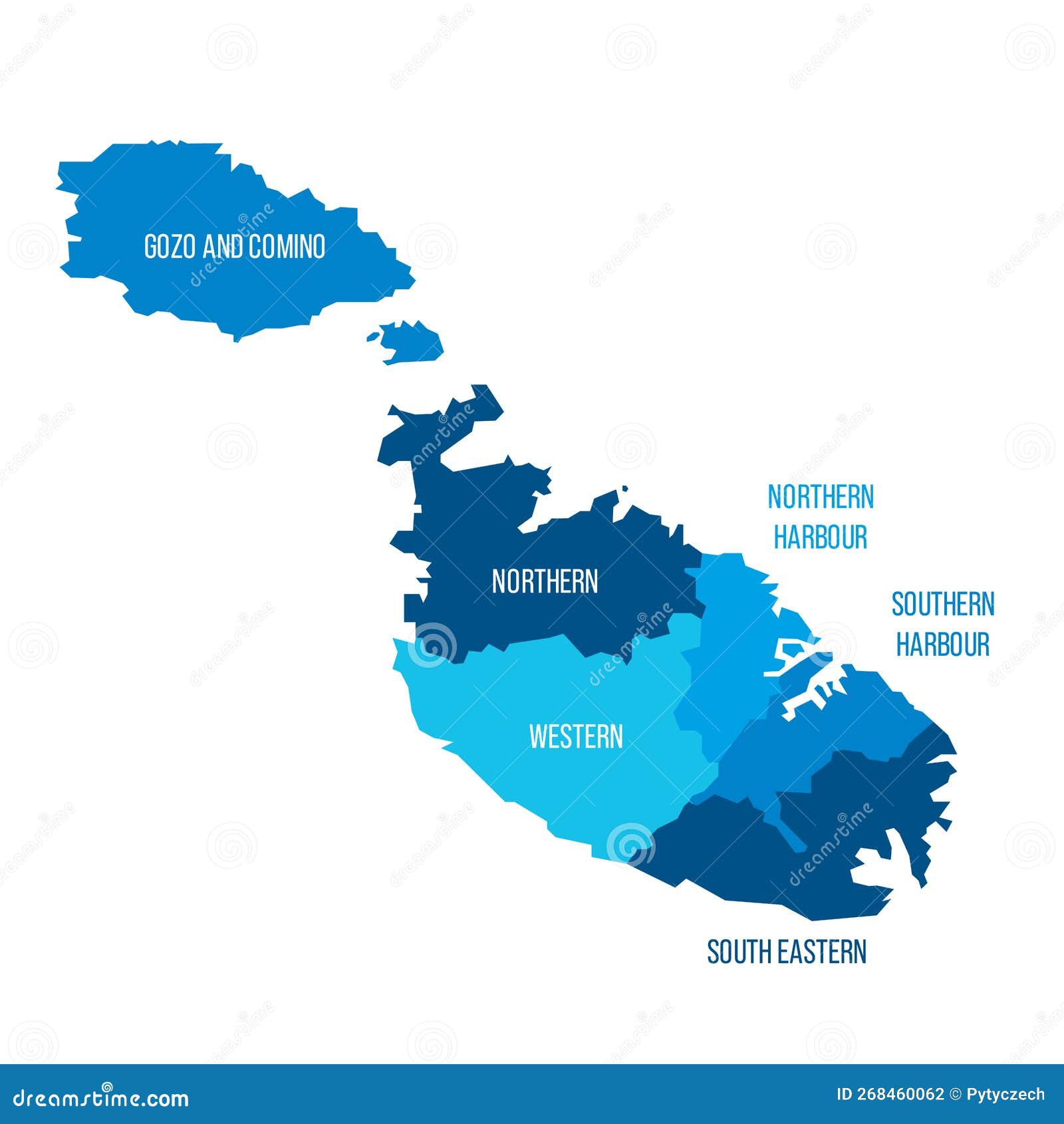 Malta Political Map of Administrative Divisions Stock Vector ...