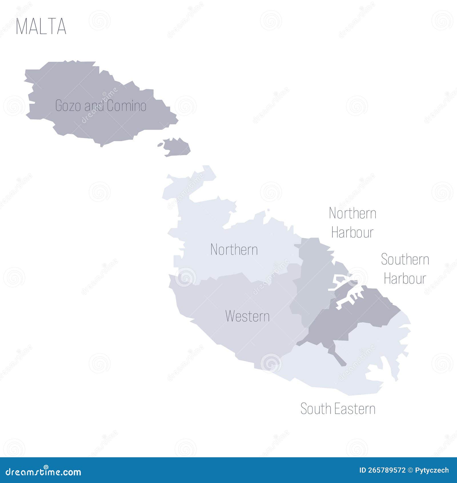 Malta Political Map of Administrative Divisions Stock Vector ...
