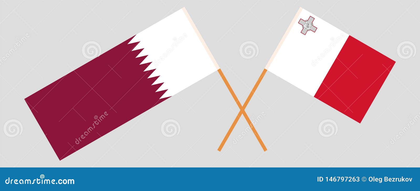 Malta and Qatar. the Maltese and Qatari Flags. Official Colors. Correct ...