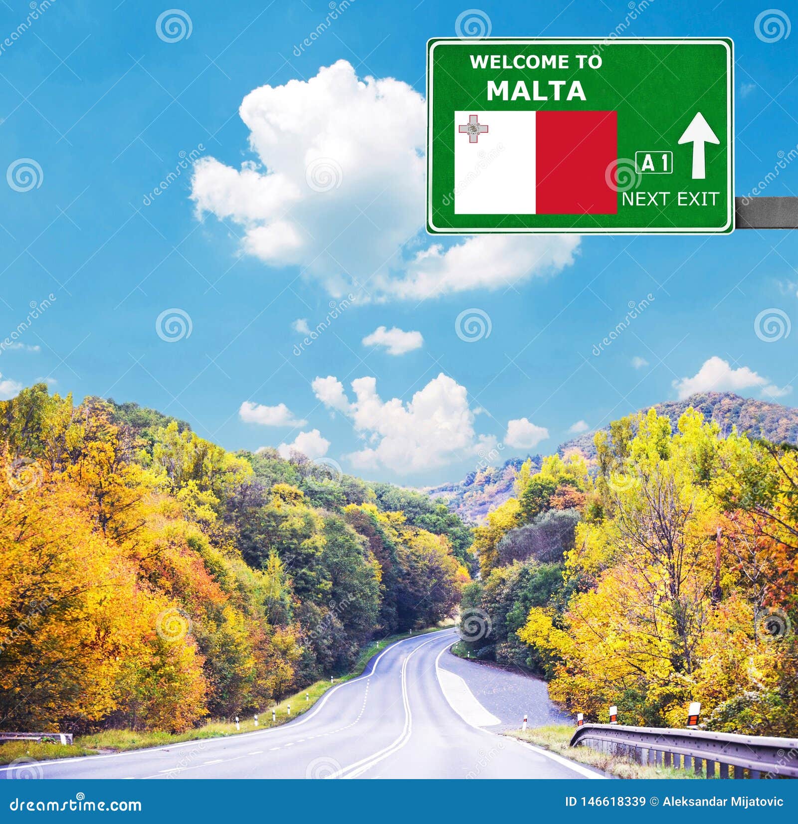 Malta Road Sign Against Clear Blue Sky Stock Image - Image of arrow ...