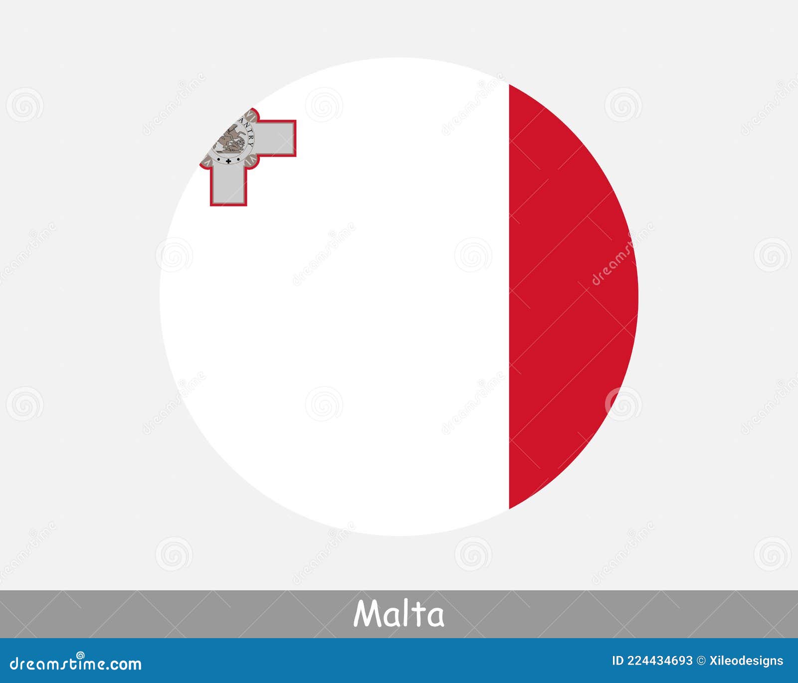 Malta Round Circle Flag. Maltese Circular Button Banner Icon Stock ...