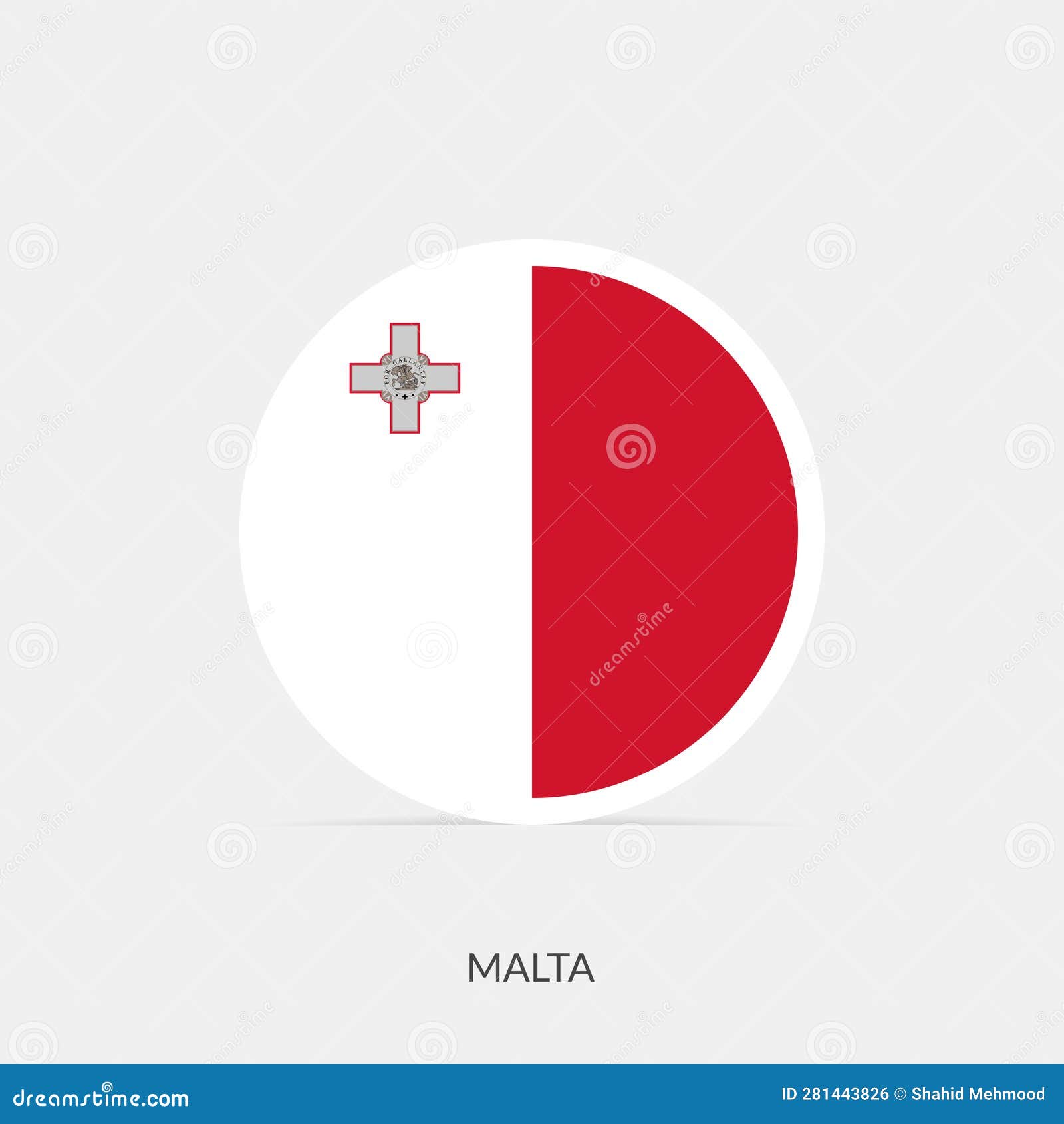 Malta Round Flag Icon with Shadow Stock Vector - Illustration of round ...