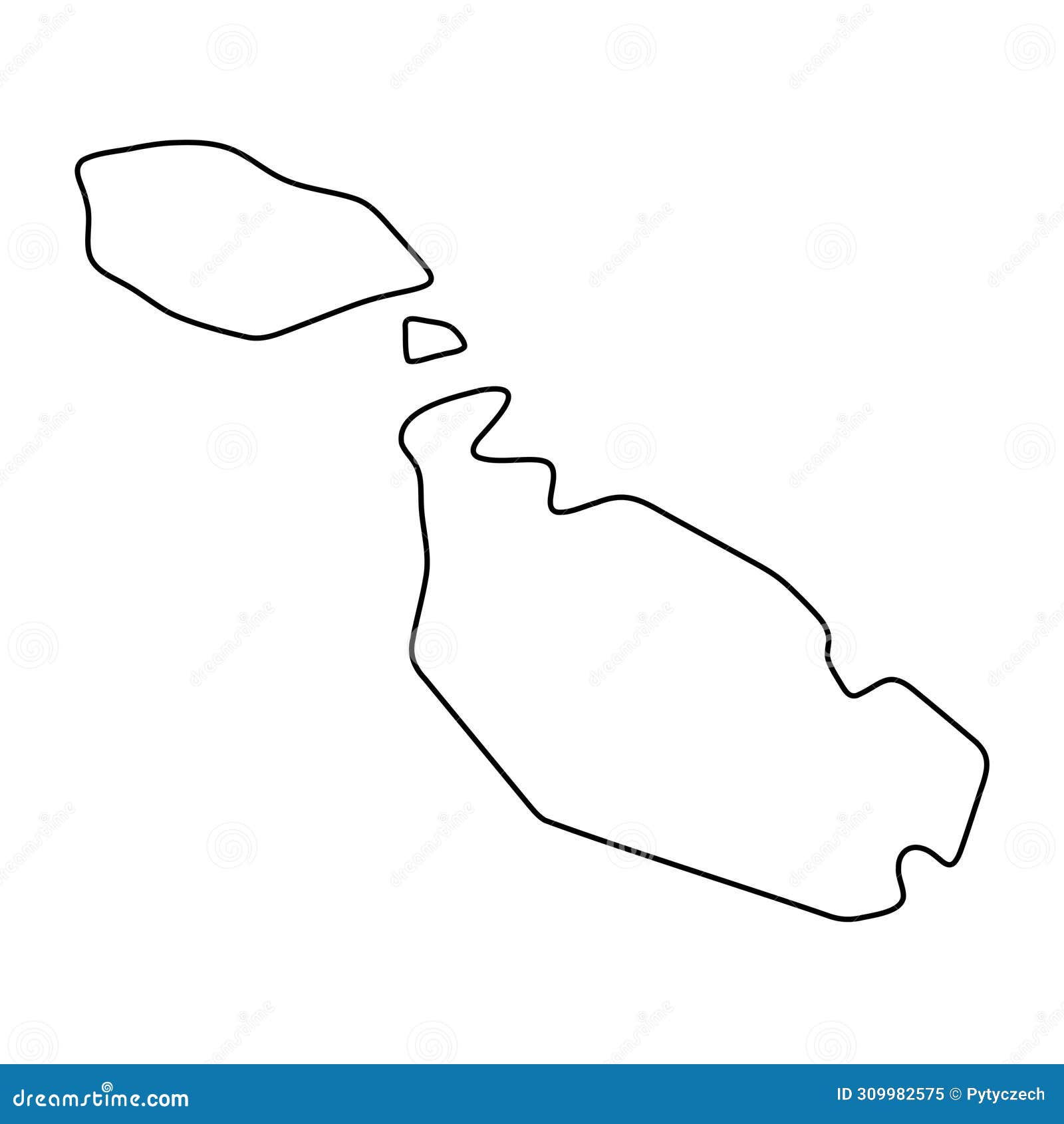 Malta Simplified Vector Outline Map Stock Vector - Illustration of land ...