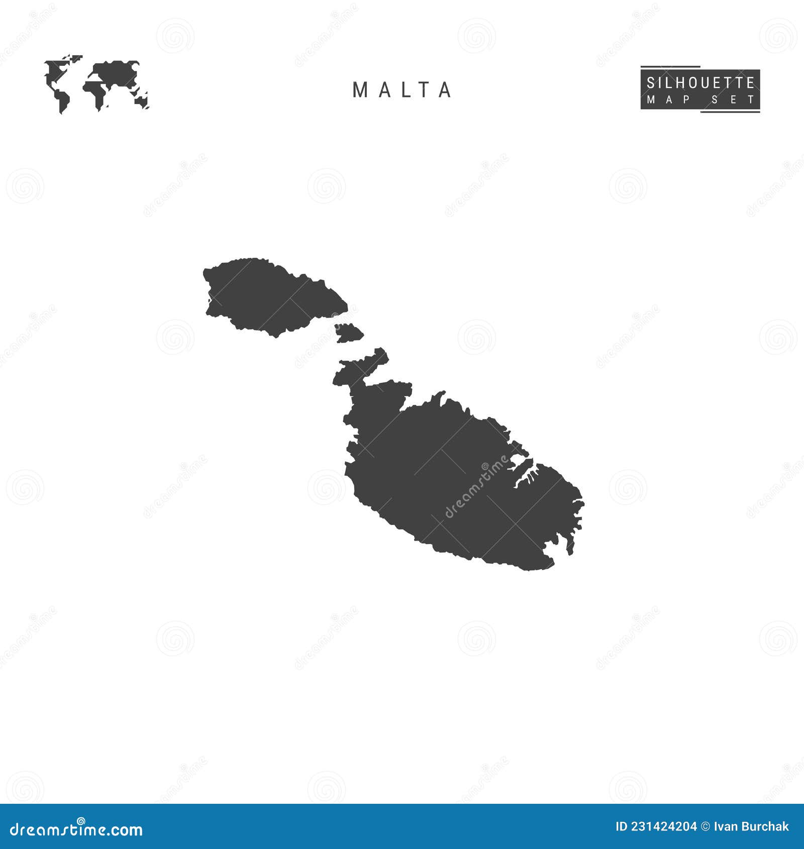 Malta Vector Map Isolated On White Background. High-Detailed Black ...