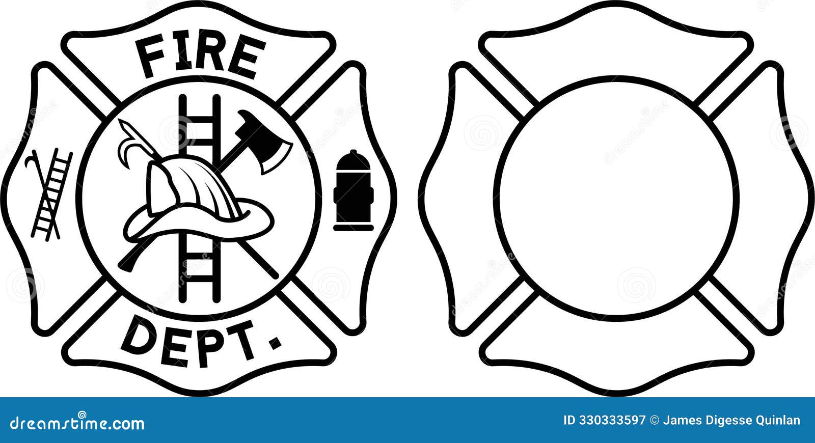 Maltese Firefighter Cross Complete and Empty Vector Graphic. Editable ...