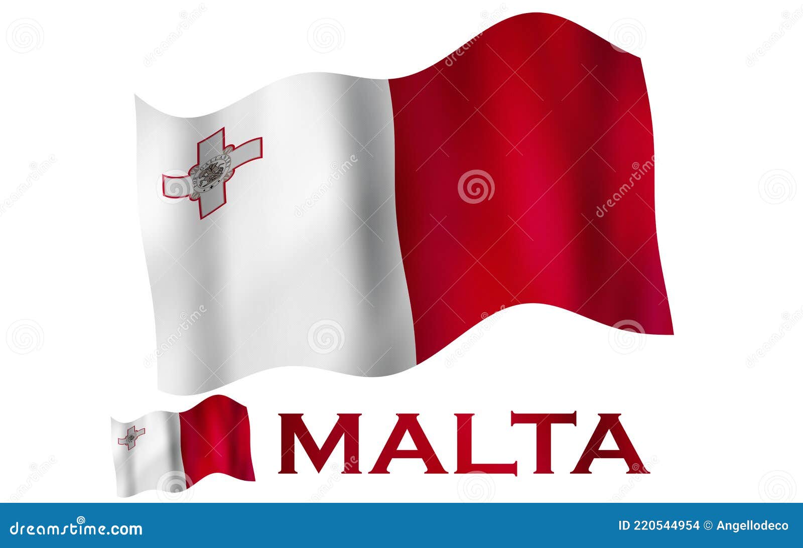 Maltese Flag Illustration with Malta Text and White Space Stock ...