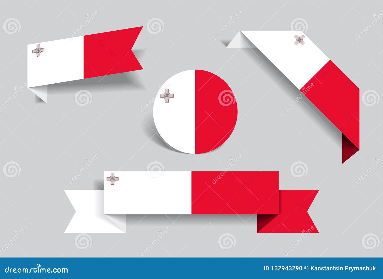 Maltese Flag Stickers and Labels. Vector Illustration. Stock Vector ...