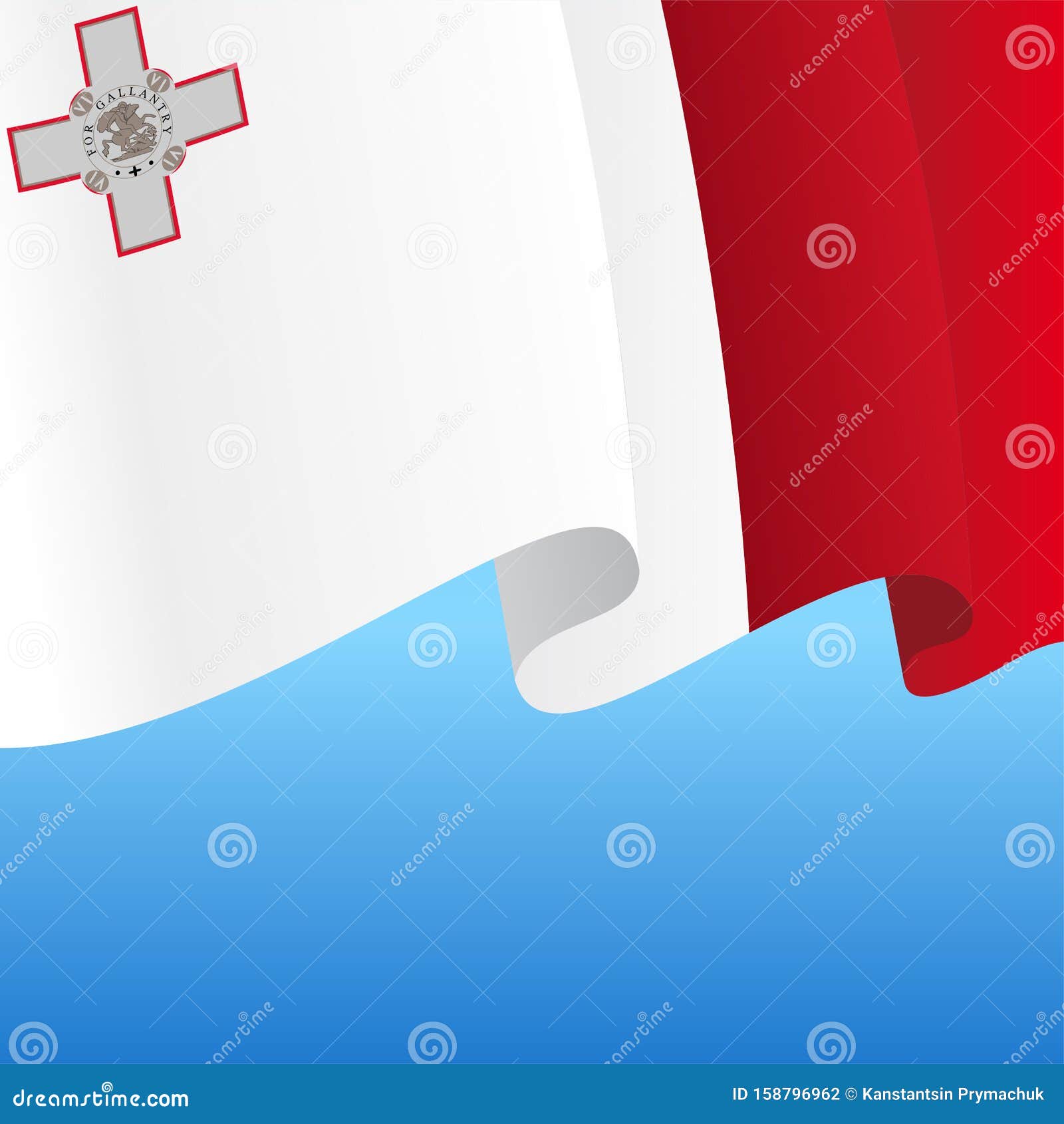 Maltese Flag Wavy Abstract Background Vector Illustration Stock