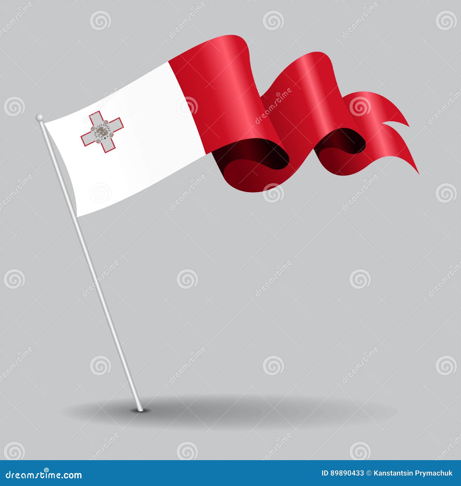 Maltese Pin Wavy Flag Vector Illustration Stock Vector Illustration