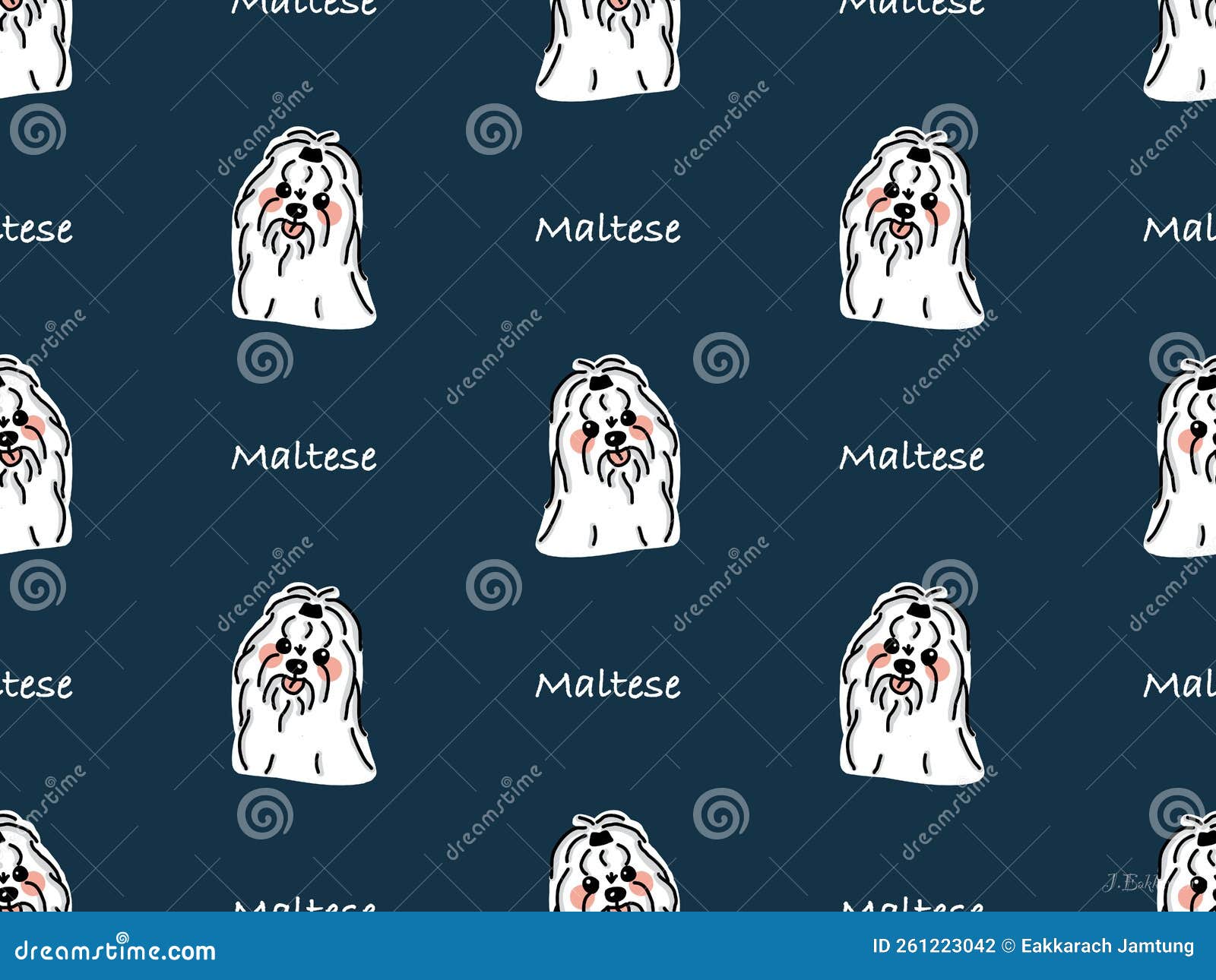 Maltese Seamless Pattern on Blue Background Stock Illustration ...