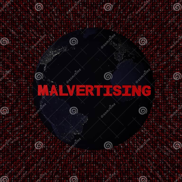 Malvertising Text with Earth by Night and Red Hex Code Illustration ...
