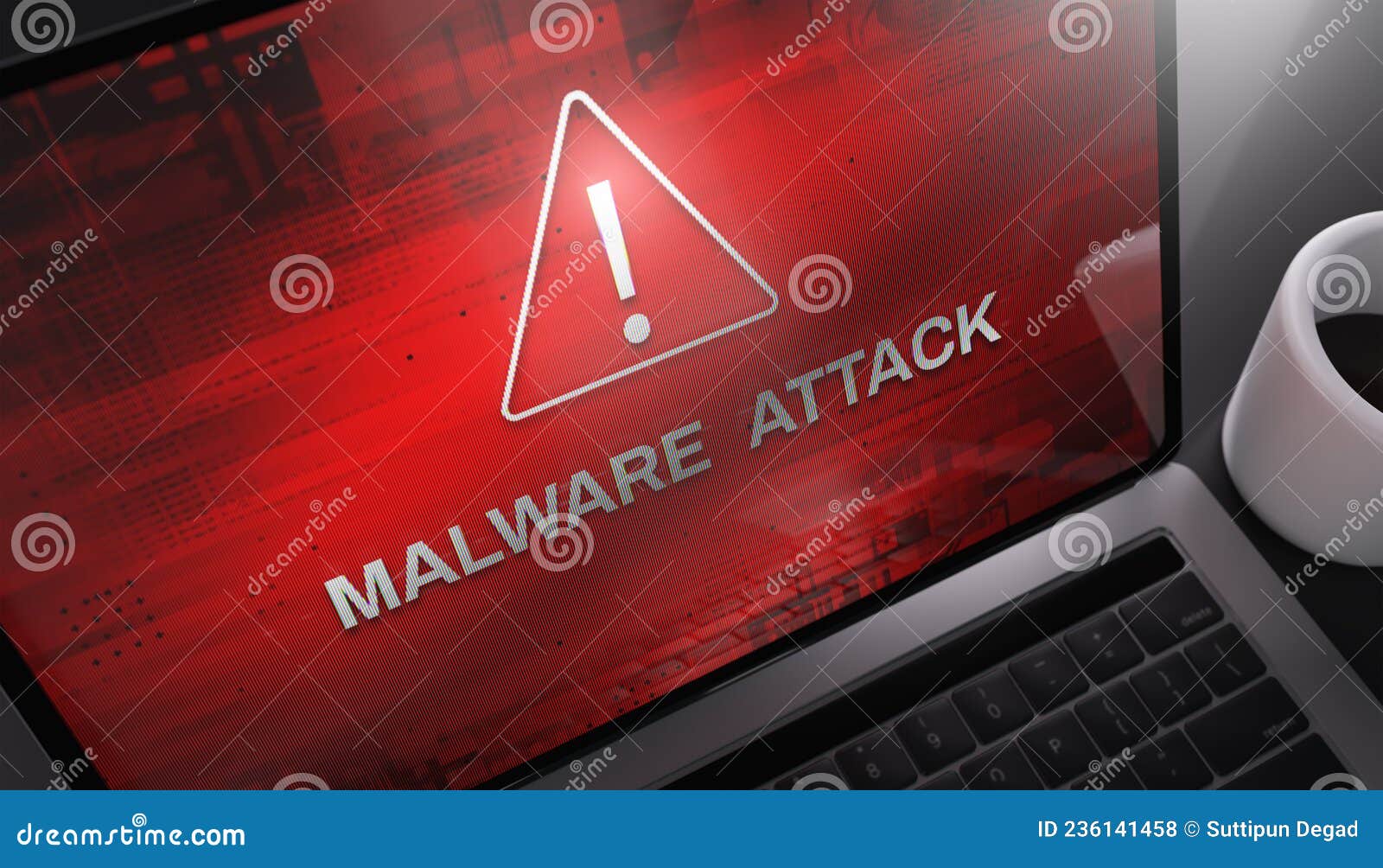 Malware Attack Warning on a Laptop Screen Stock Photo - Image of online ...