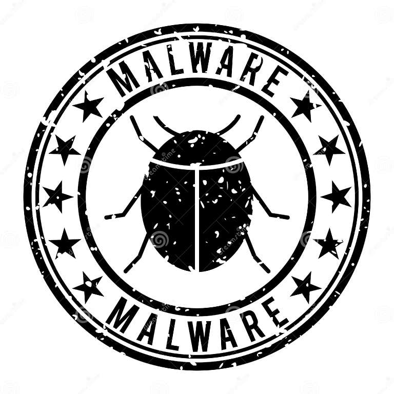 Malware in Computere, Stamp with a Bug Stock Vector - Illustration of ...