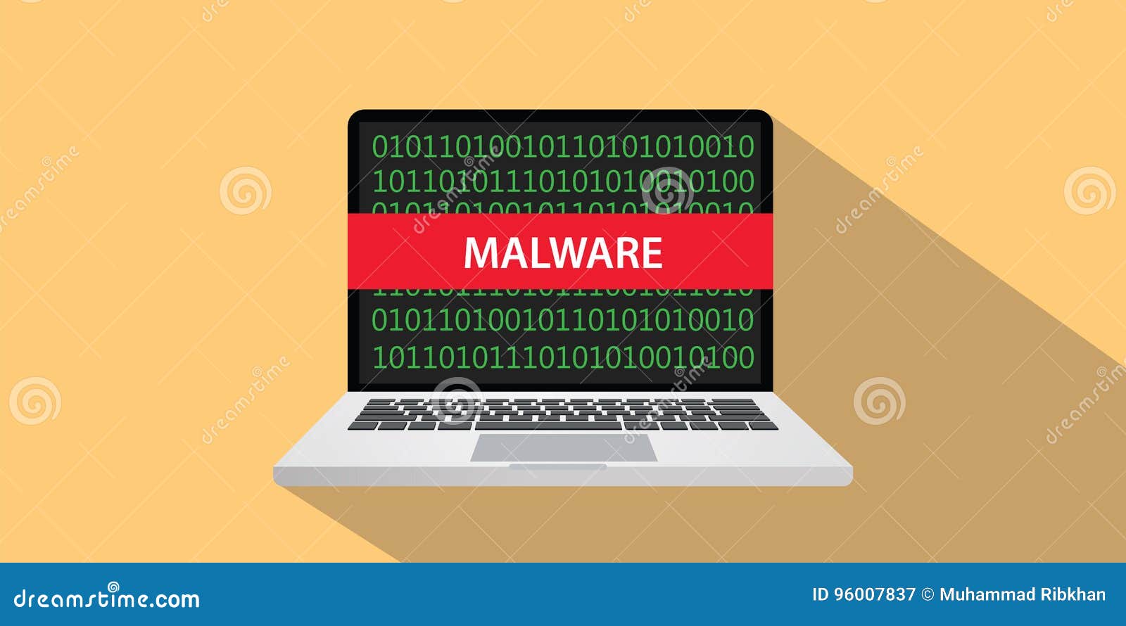 Malware Concept Illustration with Laptop Comuputer and Text Banner on ...