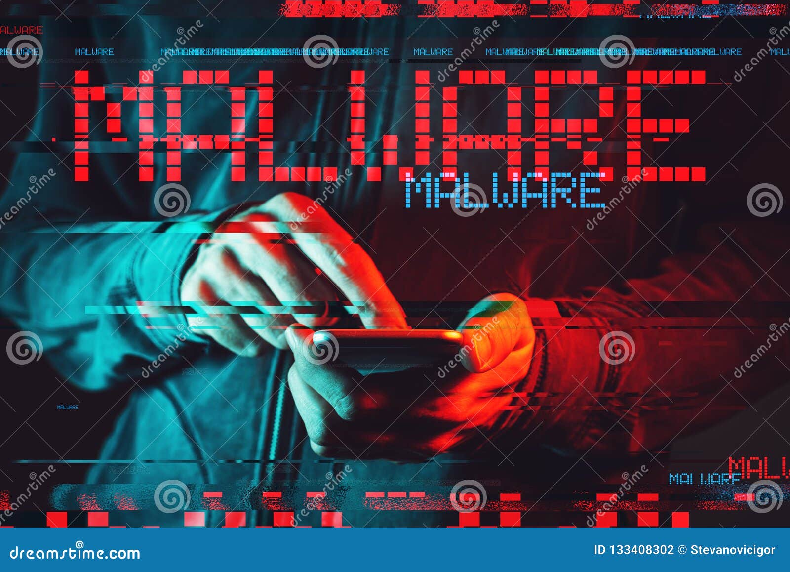 Malware Concept with Person Using Smartphone Stock Photo - Image of ...