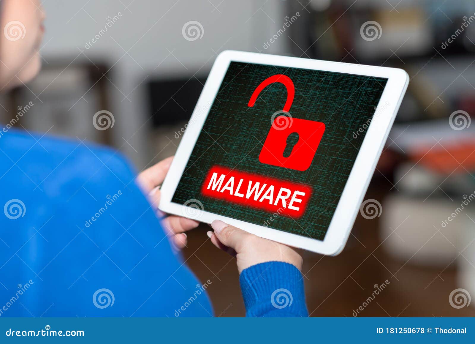 Malware Concept on a Tablet Stock Photo - Image of virus, spyware: 181250678