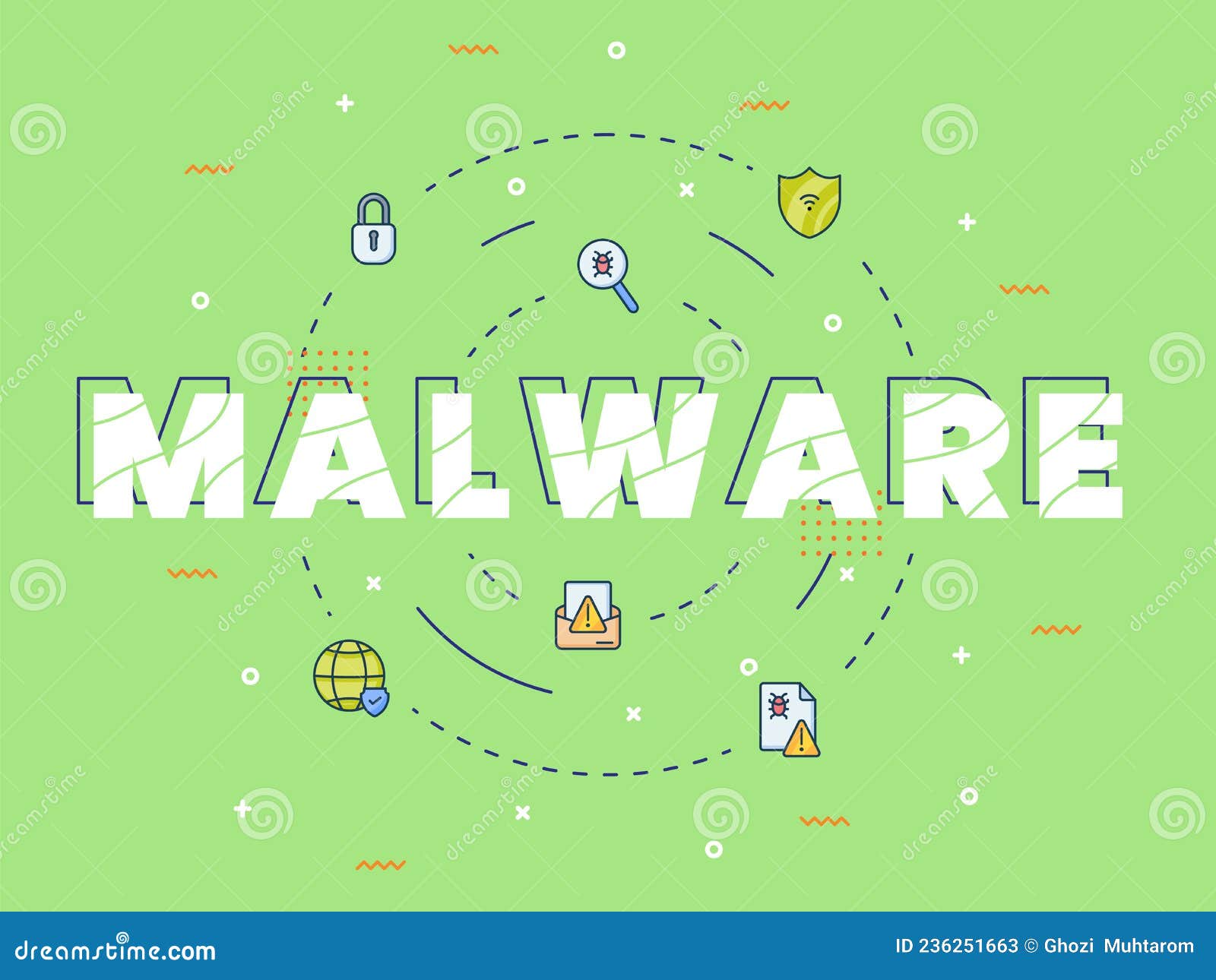Malware Concept with Word or Text on Center with Icon Spreading Around ...