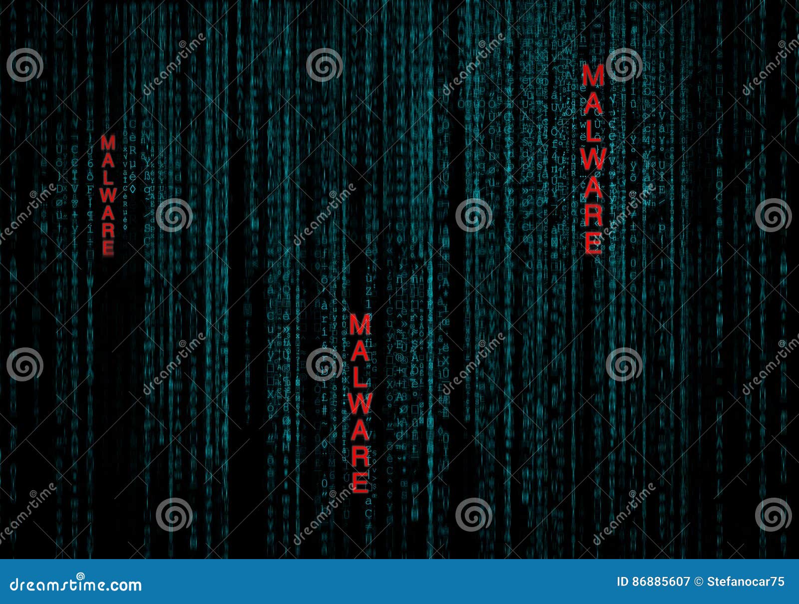 Malware Cyber Background As Concept of Data Security Protection Stock ...