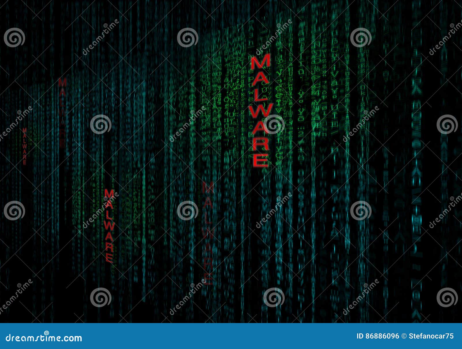 Malware Cyber Background As Concept of Data Security Protection Stock ...