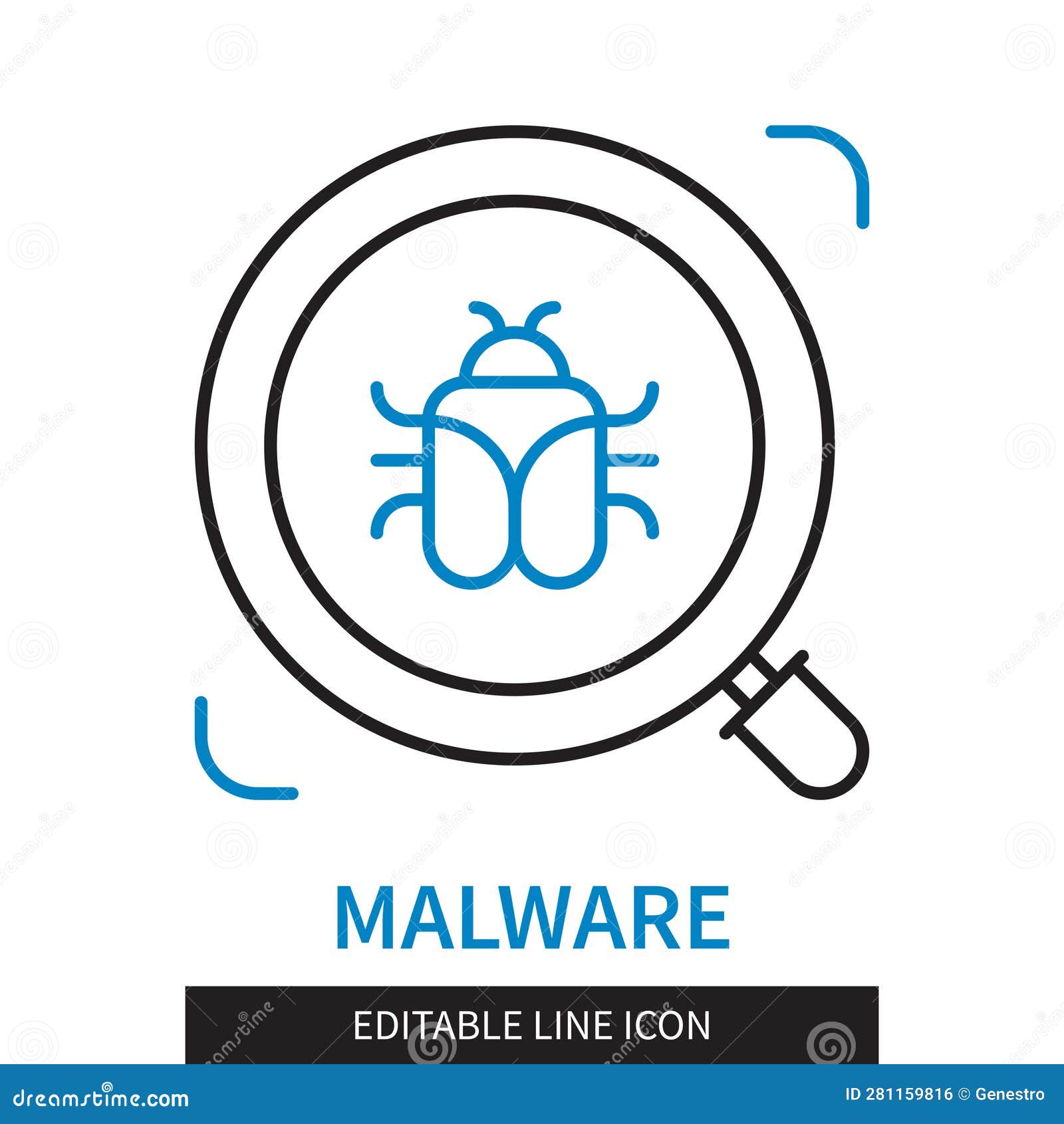 Malware editable line icon stock illustration. Illustration of login ...