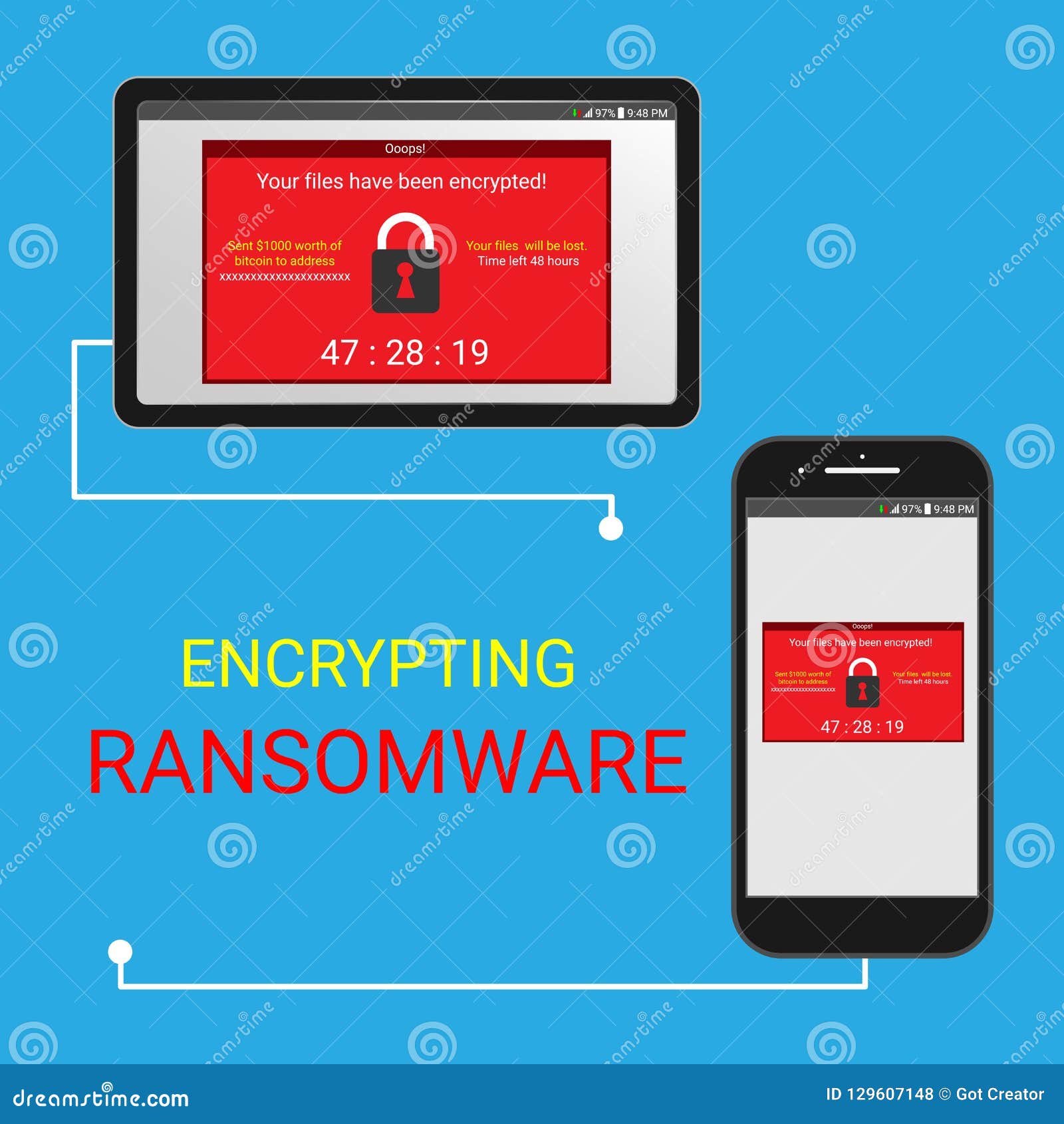 Malware Encrypted File, Ransomware Use Bitcoin Unlock Your File. Stock ...