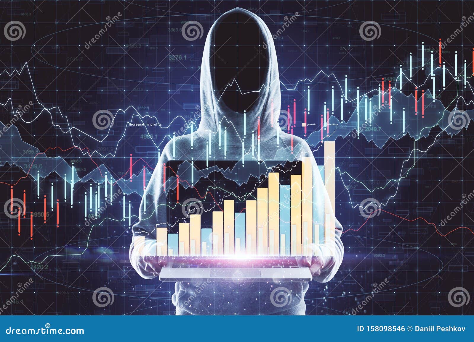 Malware and Finance Concept with No Face Hacker Stock Photo - Image of ...