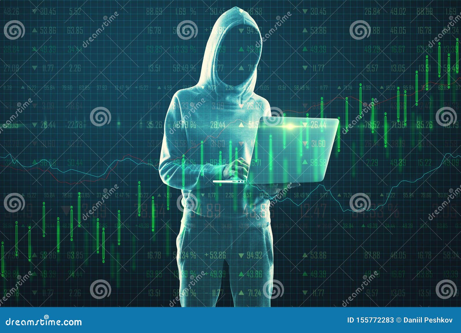 Malware and Hacking Concept with Hacker Using Laptop and Growth Effect ...