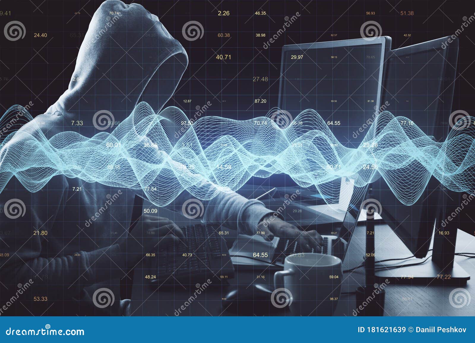 Malware and Hacking Concept with No Face Hacker Using Computer Stock ...