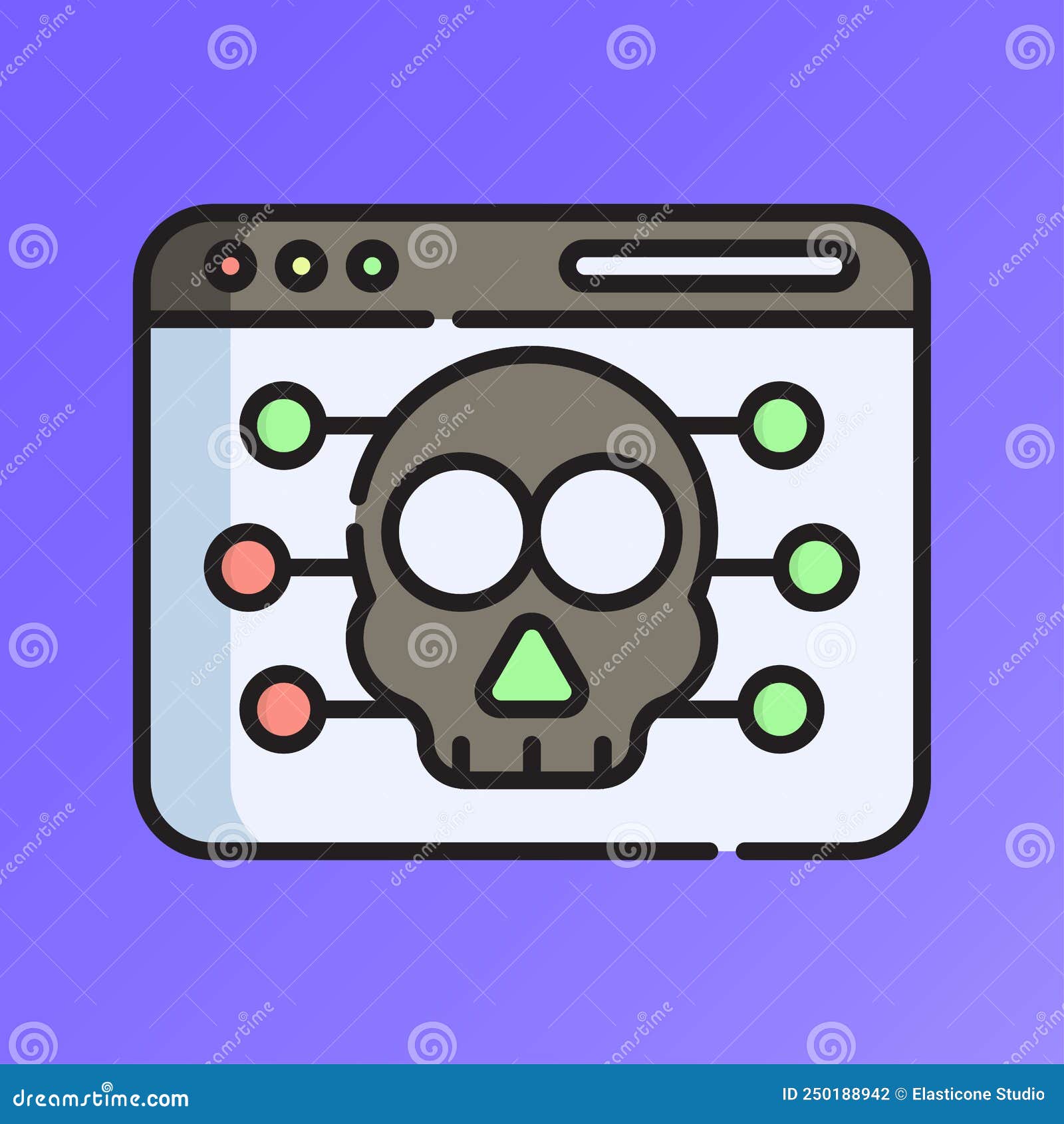 Malware Icon Vector Illustration. Flat Outline Cartoon. Cyber Security ...