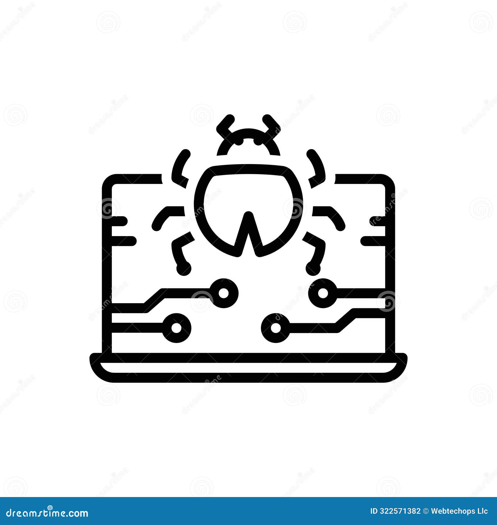 Black Line Icon for Malware, Warning and Security Stock Vector ...