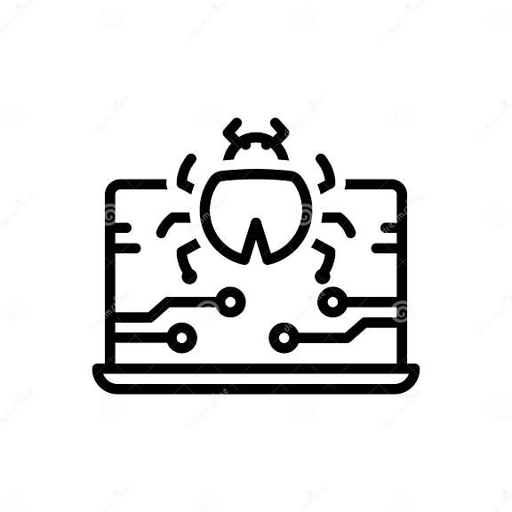 Black Line Icon for Malware, Warning and Security Stock Vector ...